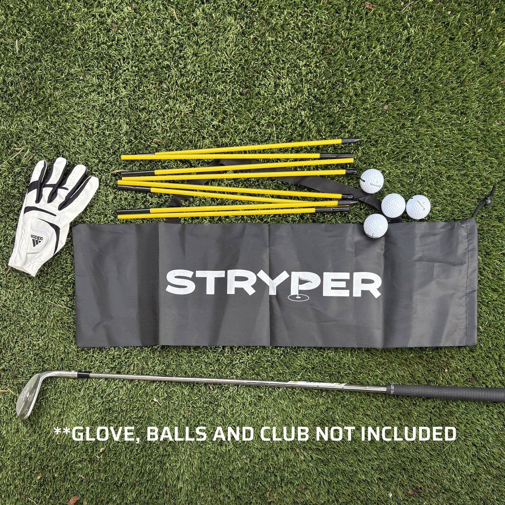 Golf training aid: Golf practice bag with alignment rods